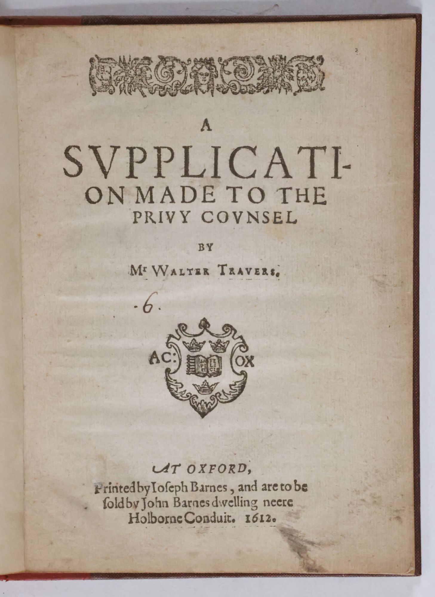 A Supplication Made to the Privy Counsel | Walter Travers | First edition